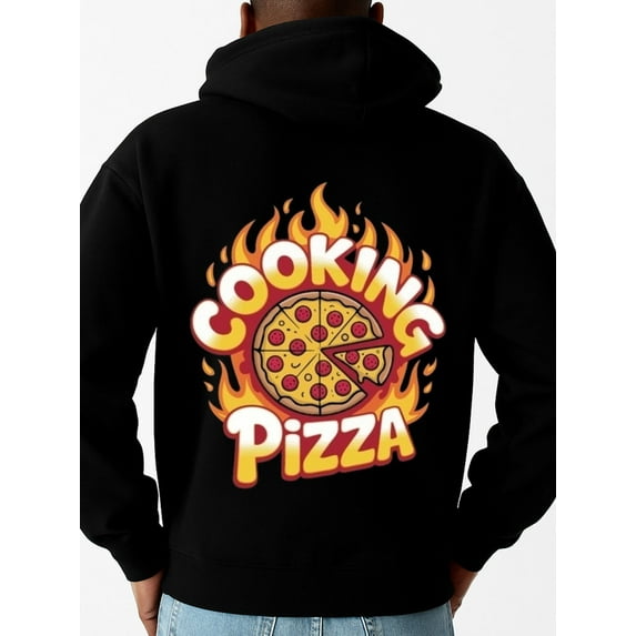 Flaming Pizza sweatshirt cheese mens sweater hoodie black All-Season ...