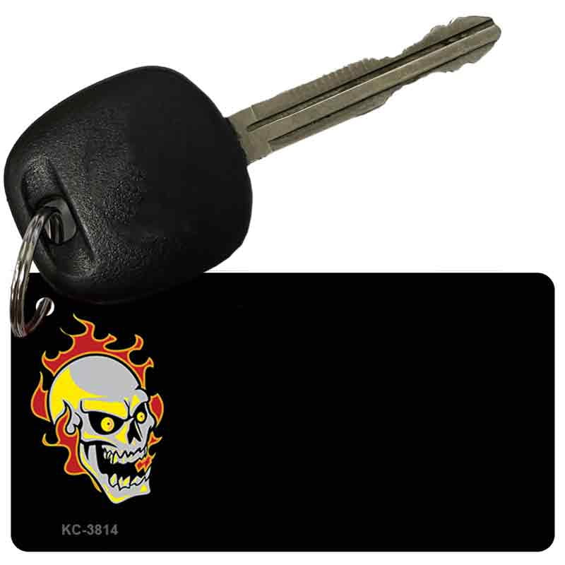Flaming Skull OffSet Novelty Aluminum Key Chain KC-3814 3" x 1.5" Key ...