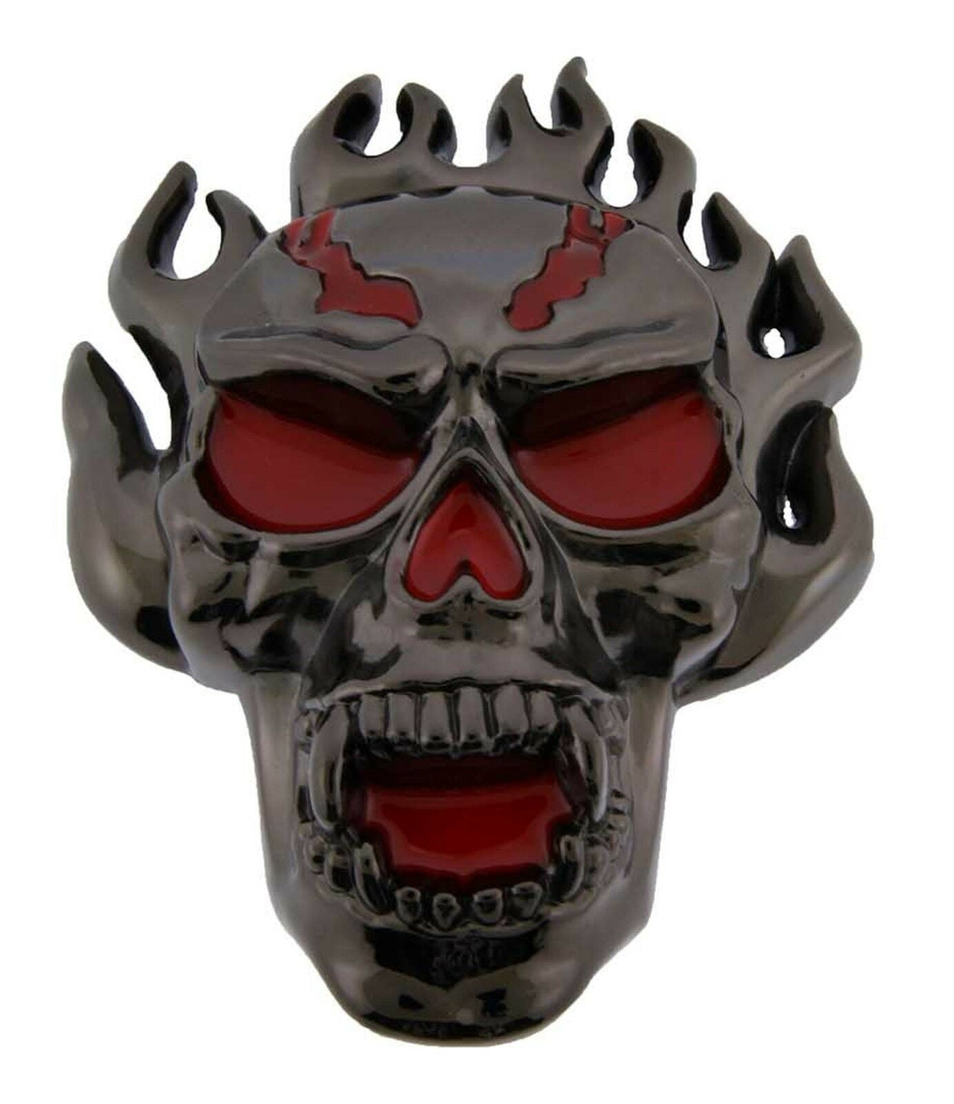 Flaming Skull Secret Compartment Red & Gun Metal Finished Skull Belt ...