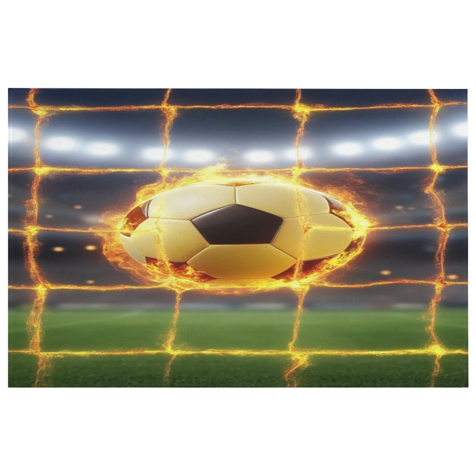 Flaming Soccer Ball Adult Home Decor Bedroom Living Room Crystal Velvet ...