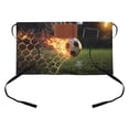 Flaming Soccer Half Waist Apron Art Goal Net Powerful Fire Orange Grass ...