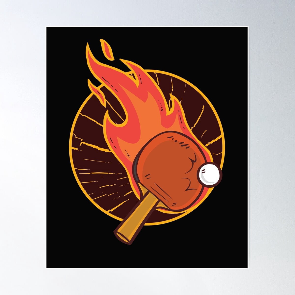 Flaming Table Tennis Artwork Poster Wall Art, Modern Wall Decor For ...