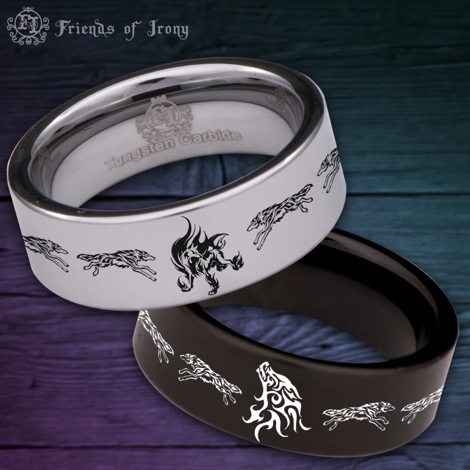 Flaming Wolf Tungsten Carbide Ring - Walmart.com