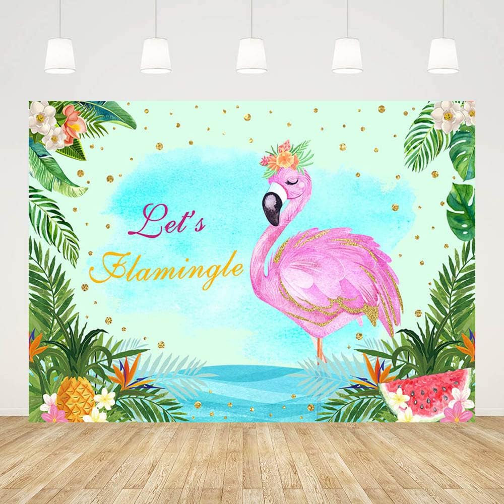 Let's Flamingle Backdrop Summer Birthday Party Decorations Tropical ...