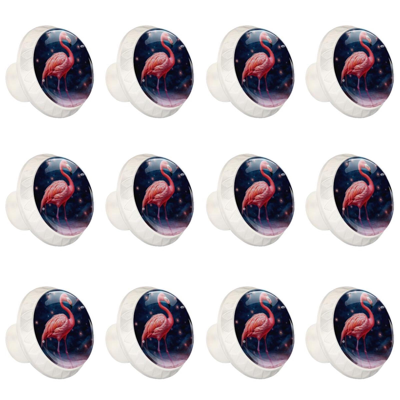 Flamingo 12 Pcs White Round Drawer Pulls with Screws,ABS and Glass ...