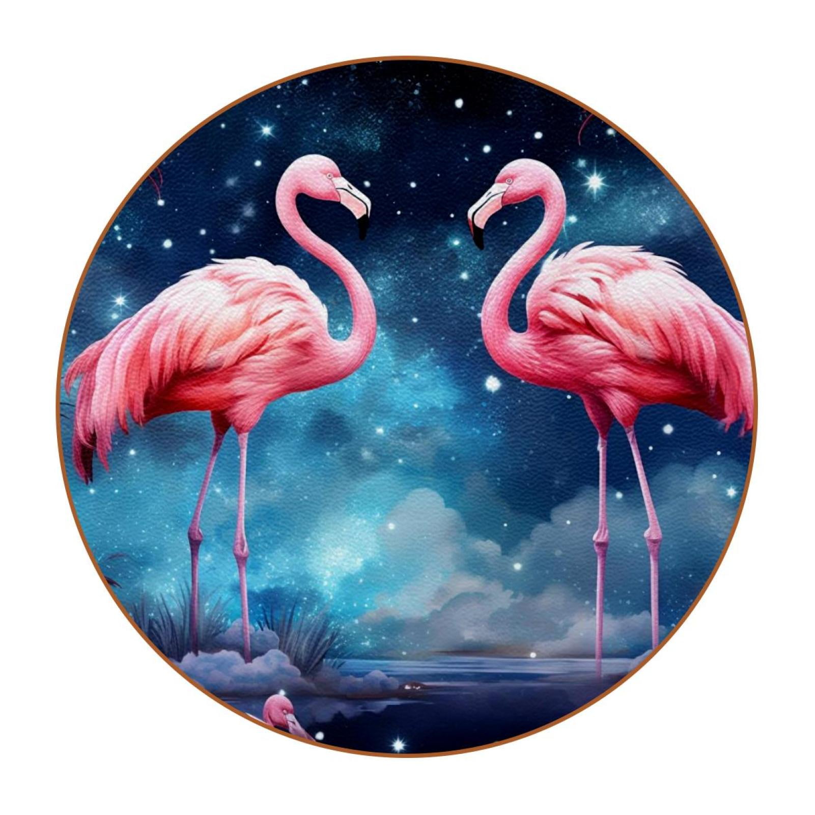 Flamingo 6PCS Round Microfiber Leather Coasters, 11x11 cm/4.3x4.3 in ...