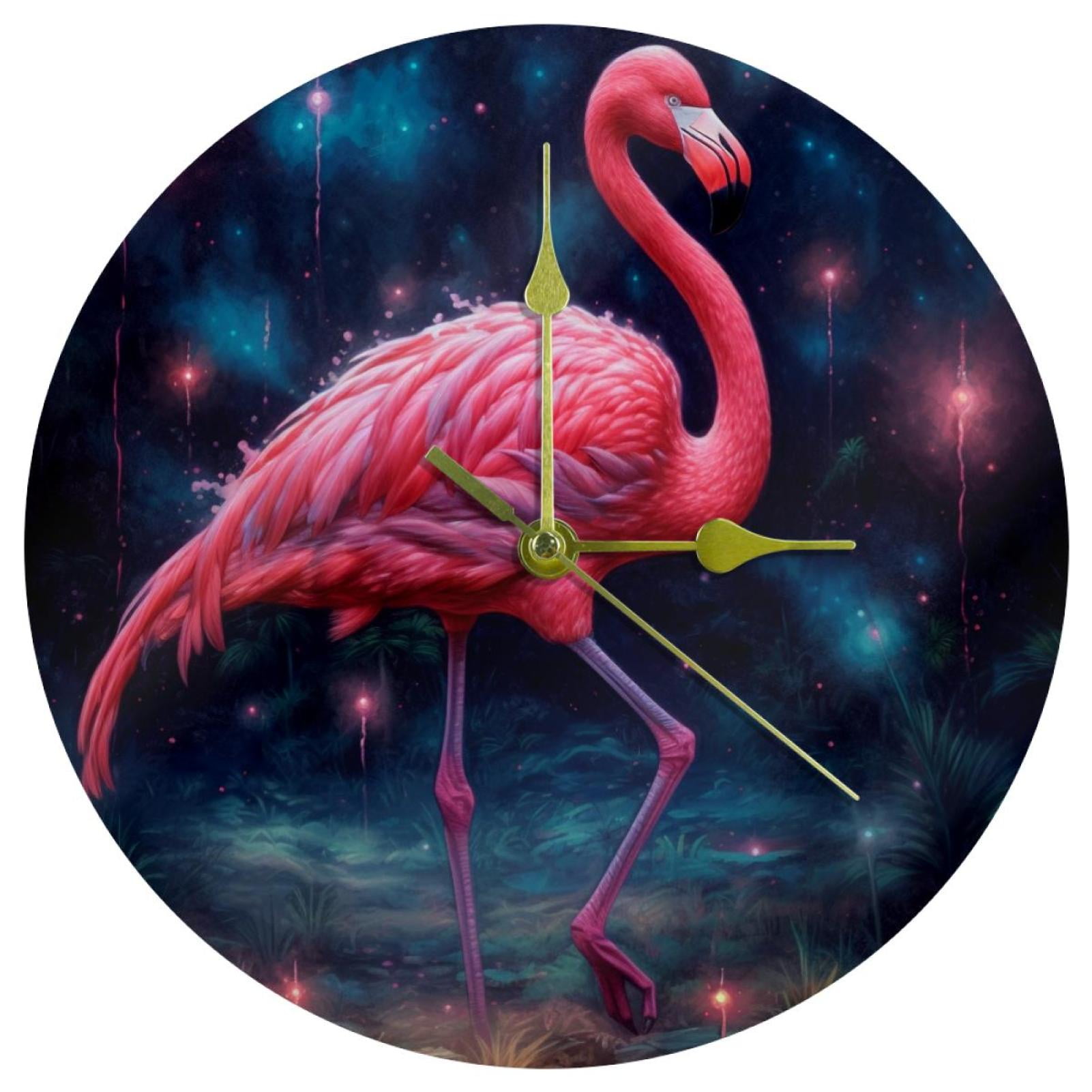Flamingo 9.8 Inch Round Acrylic Wall Clocks, Silent Non Ticking Battery ...