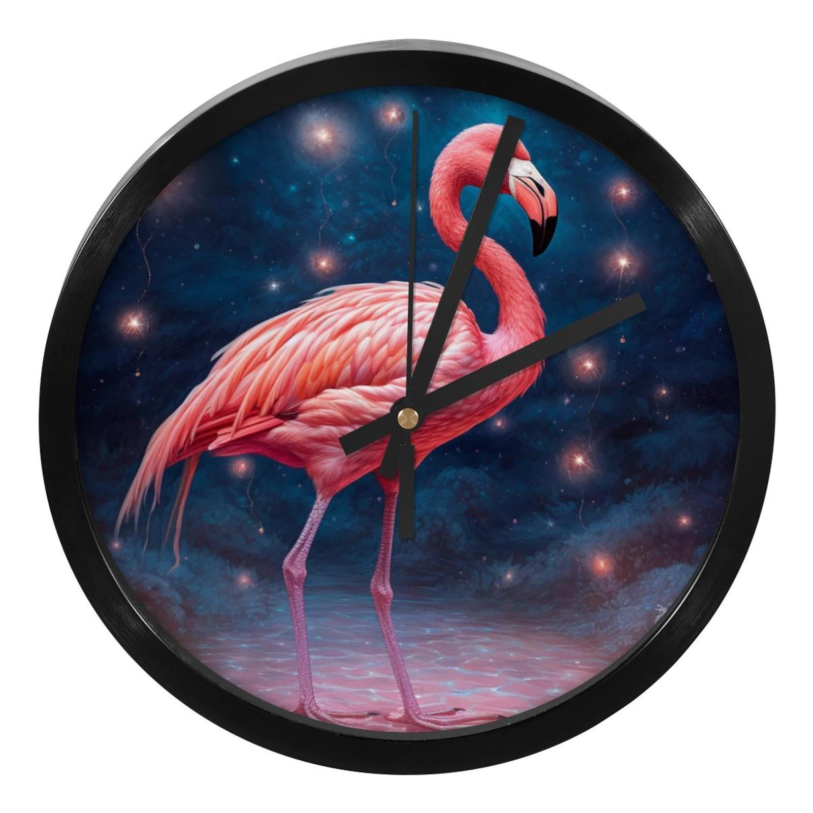 Flamingo 9.8 Inch Round Digital Wall Clock - Silent Non-Ticking Battery ...