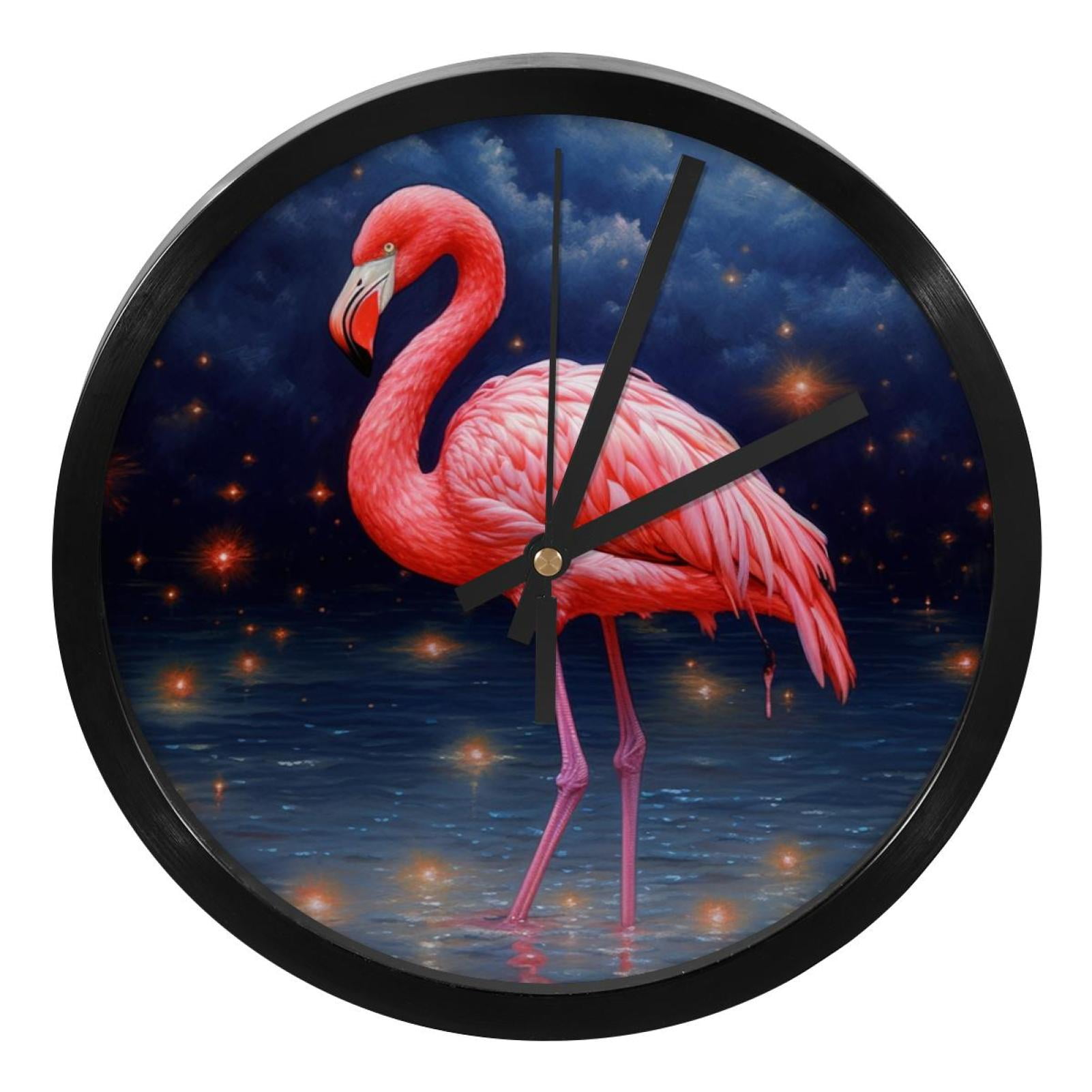 Flamingo 9.8 Inch Silent Round Digital Wall Clock - Battery Operated ...