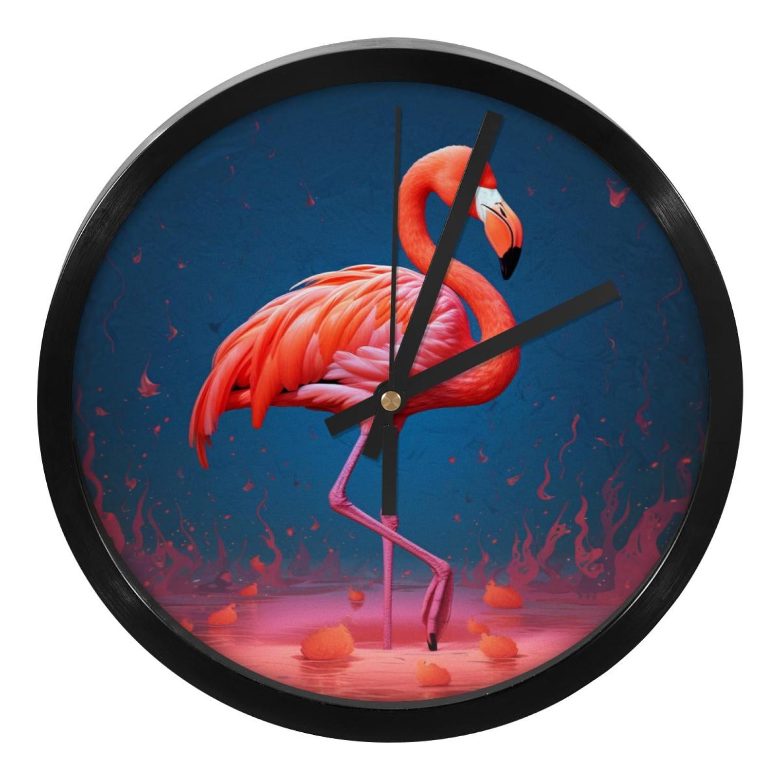 Flamingo 9.8 Inch Silent Round Wall Clock - Battery Operated Digital ...