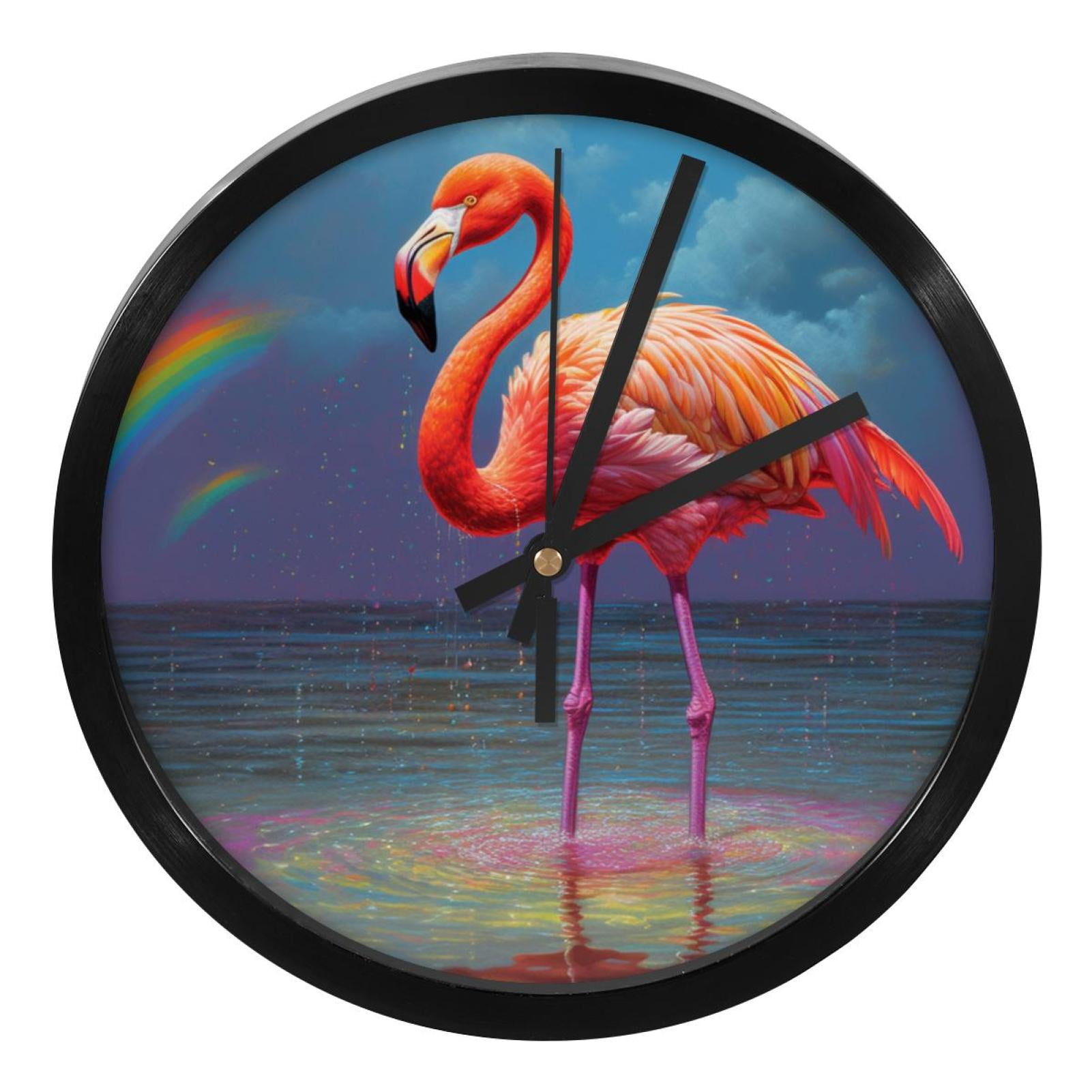 Flamingo 9.8 Inch Silent Round Wall Clock - Battery Operated Digital ...