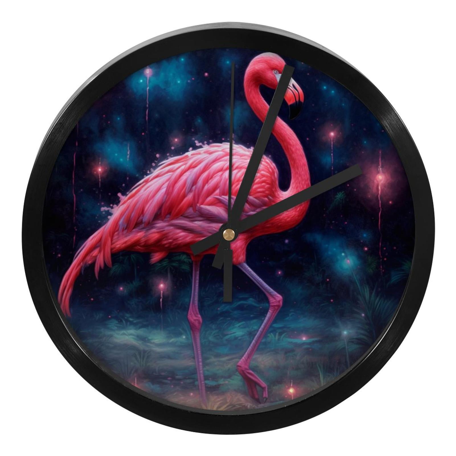 Flamingo 9.8 Inch Silent Round Wall Clock - Battery Operated Digital ...