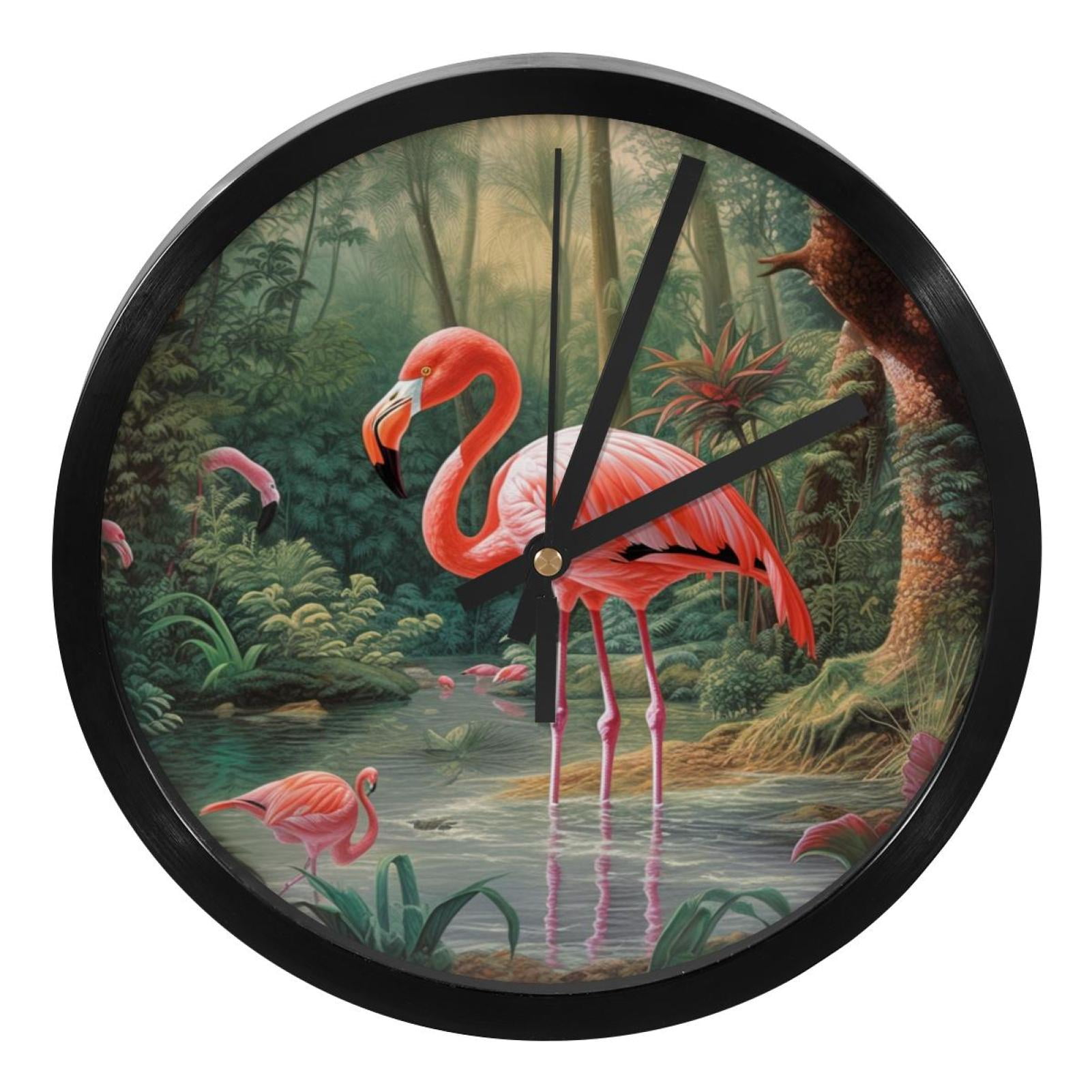 Flamingo 9.8 Inch Silent Round Wall Clock - Battery Operated Digital ...
