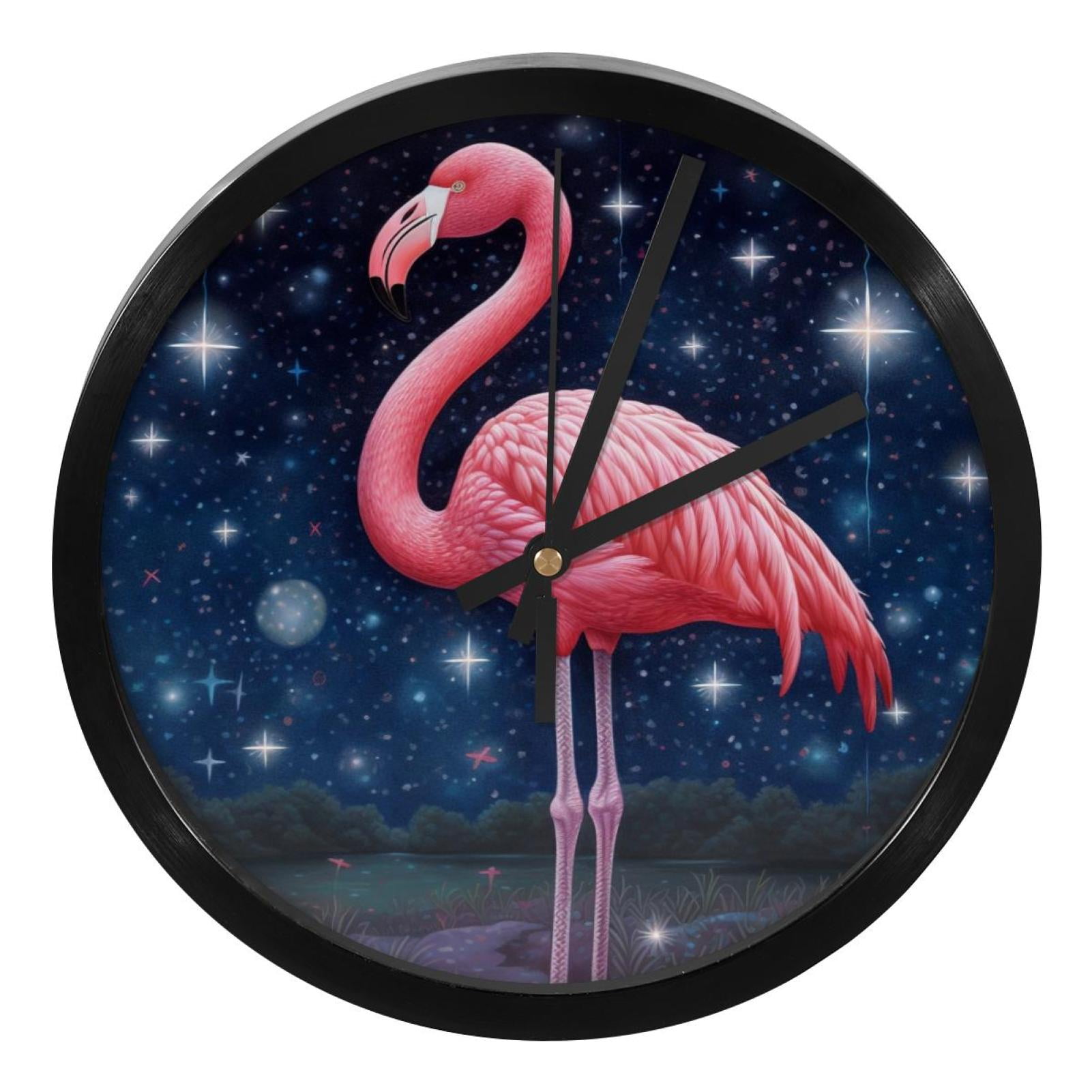 Flamingo 9.8 Inch Silent Round Wall Clock - Battery Operated Digital ...