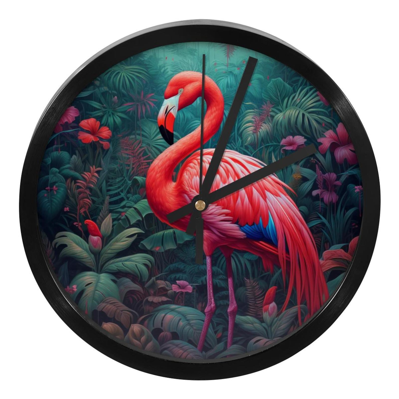 Flamingo 9.8 Inch Silent Wall Clock, Round Digital Battery Operated ...