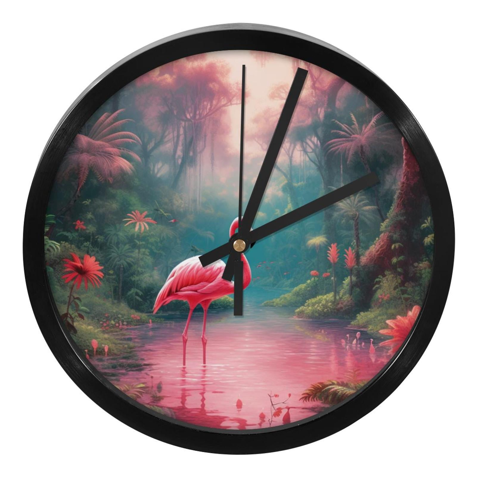 Flamingo 9.8 Inch Silent Wall Clock, Round Digital Battery Operated ...