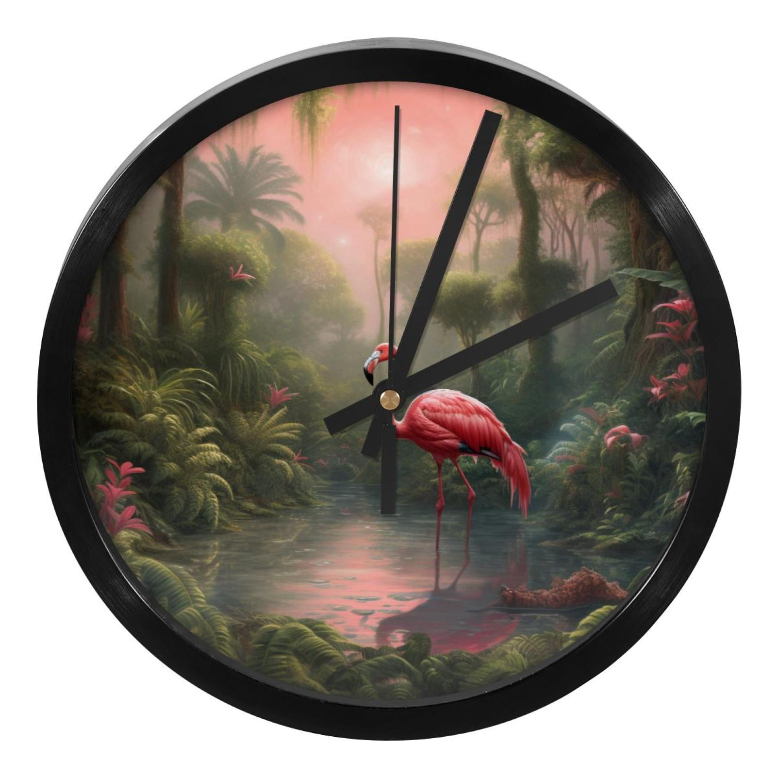 Flamingo 9.8 Inch Silent Wall Clock, Round Digital Battery Operated ...
