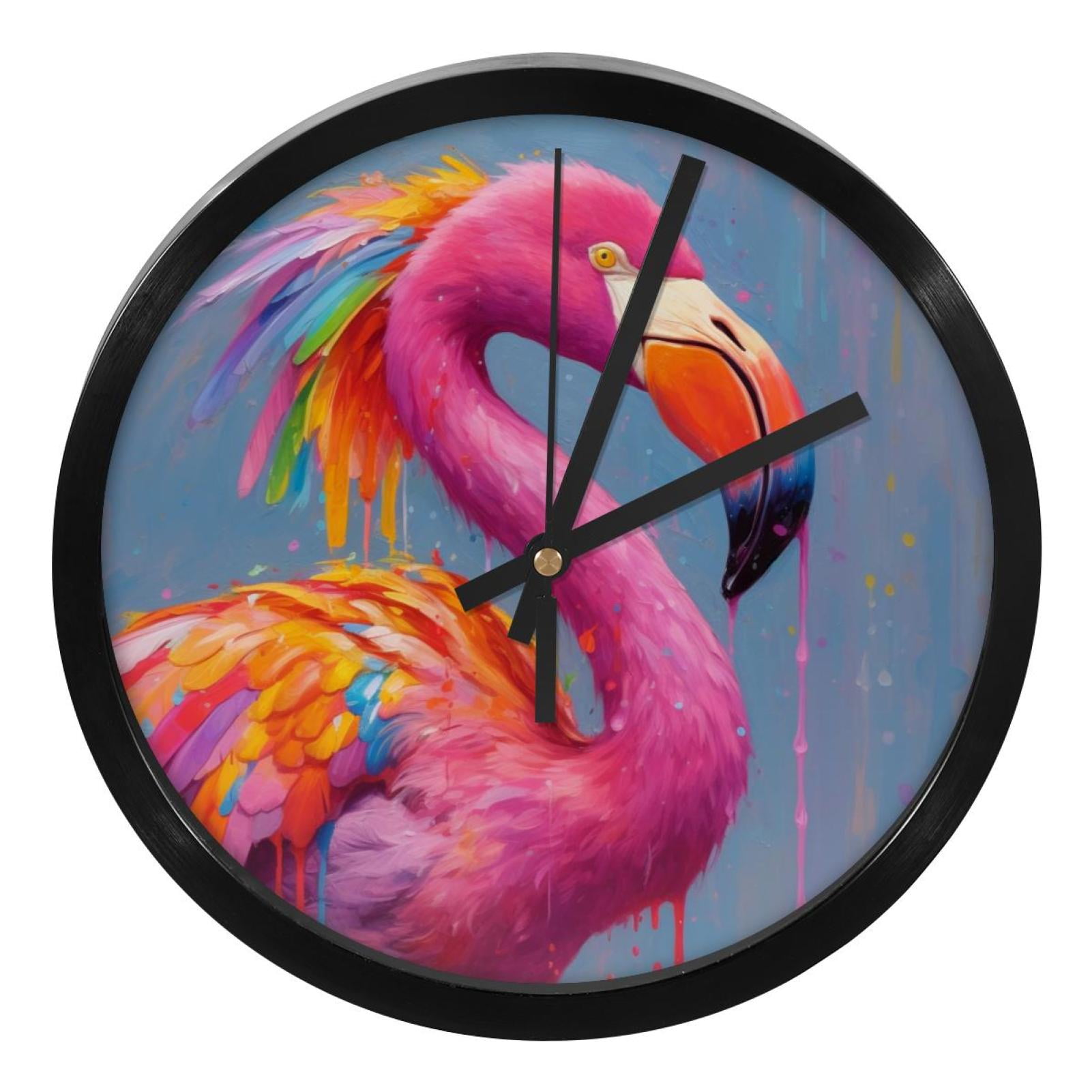 Flamingo 9.8 Inch Silent Wall Clock, Round Digital Battery Operated ...