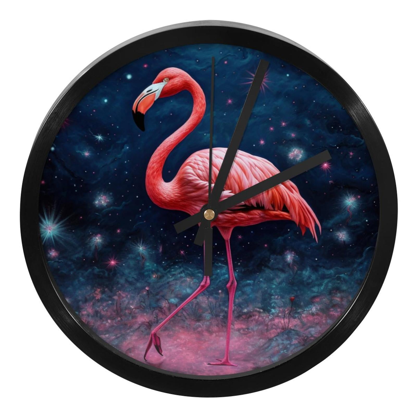 Flamingo 9.8 Inches Wall Clock - Silent Round Digital Clock, Battery ...