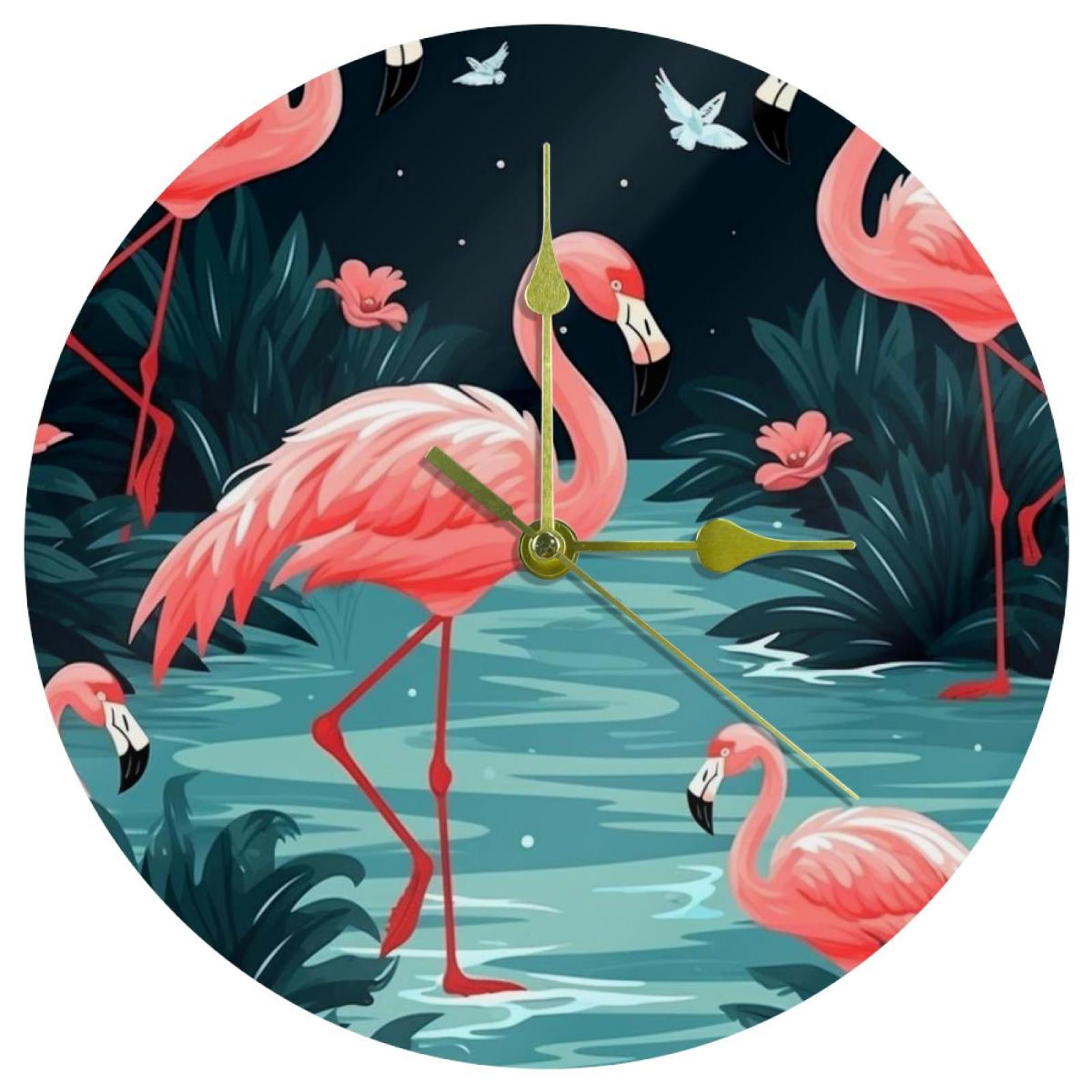 Flamingo Acrylic Circular Wall Clock - Elegant Timepiece for Home Decor ...
