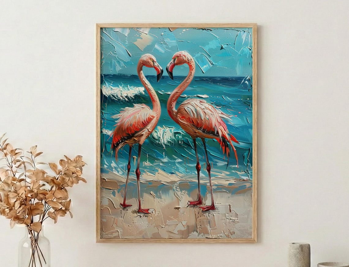 Flamingo Aruba Beach Pink Bird Impasto Tropical Paradise Summer Wedding ...