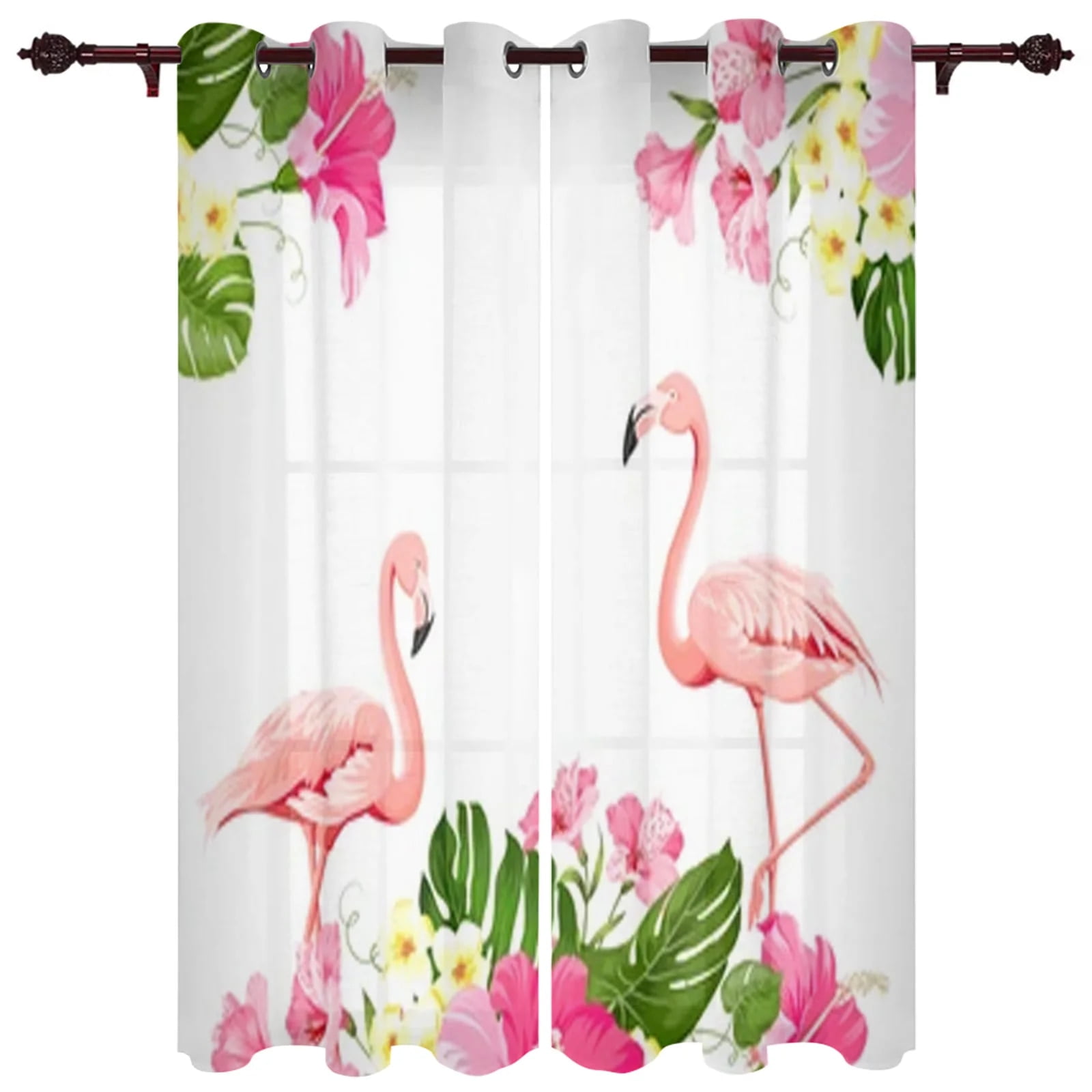 Flamingo Background Window Curtains For Living Room Bedroom Luxury ...