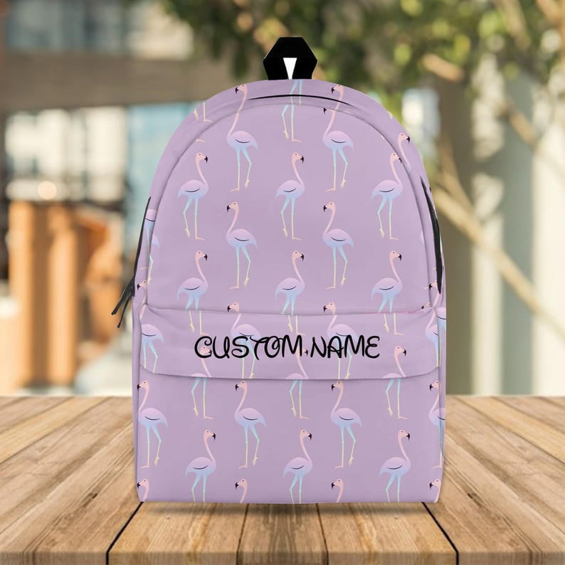 Flamingo Backpack, Flamingo Pattern School Bag, Custom Kid Adult ...