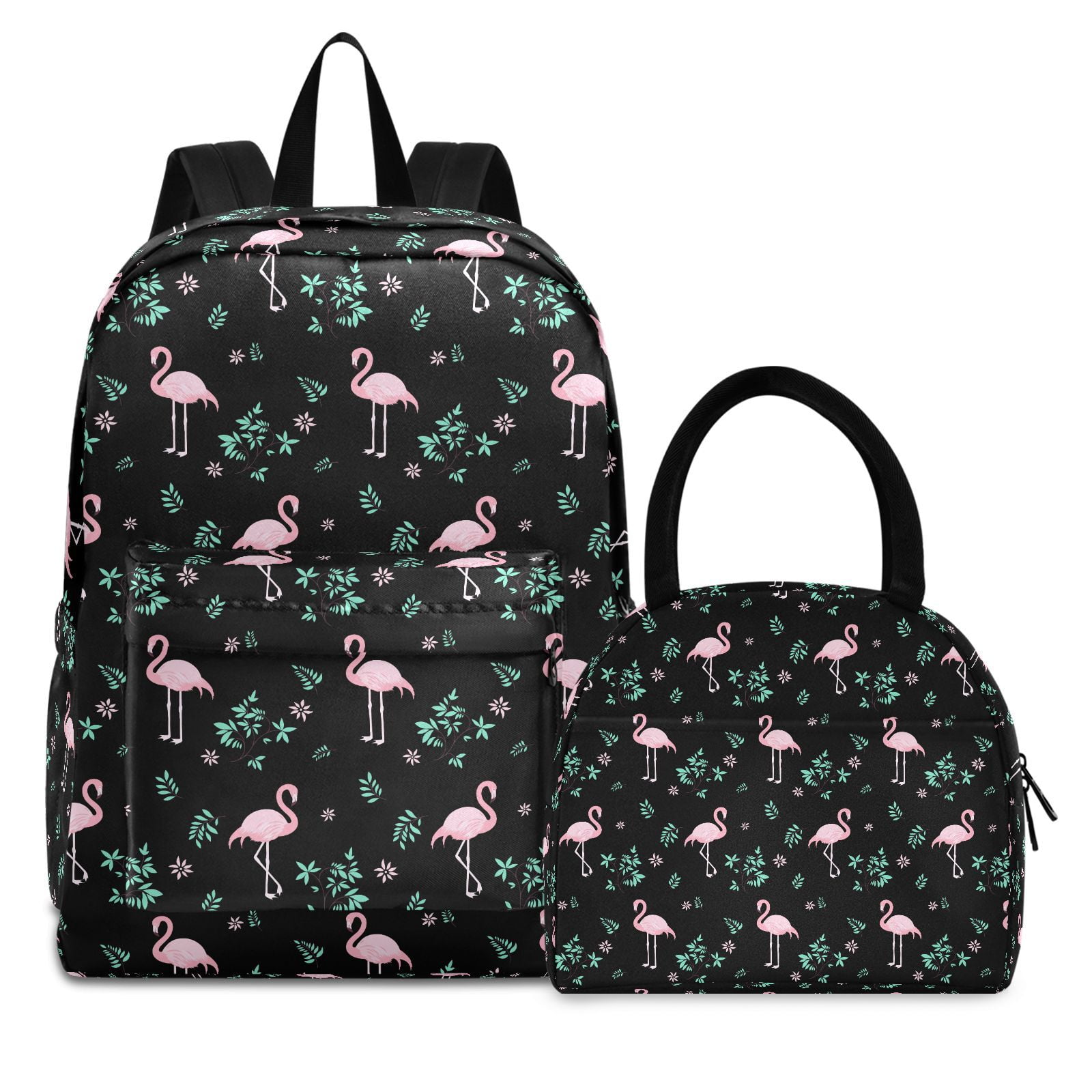 Flamingo Backpack With Lunch Box 16.5" Toddler Backpacks With Insulated ...