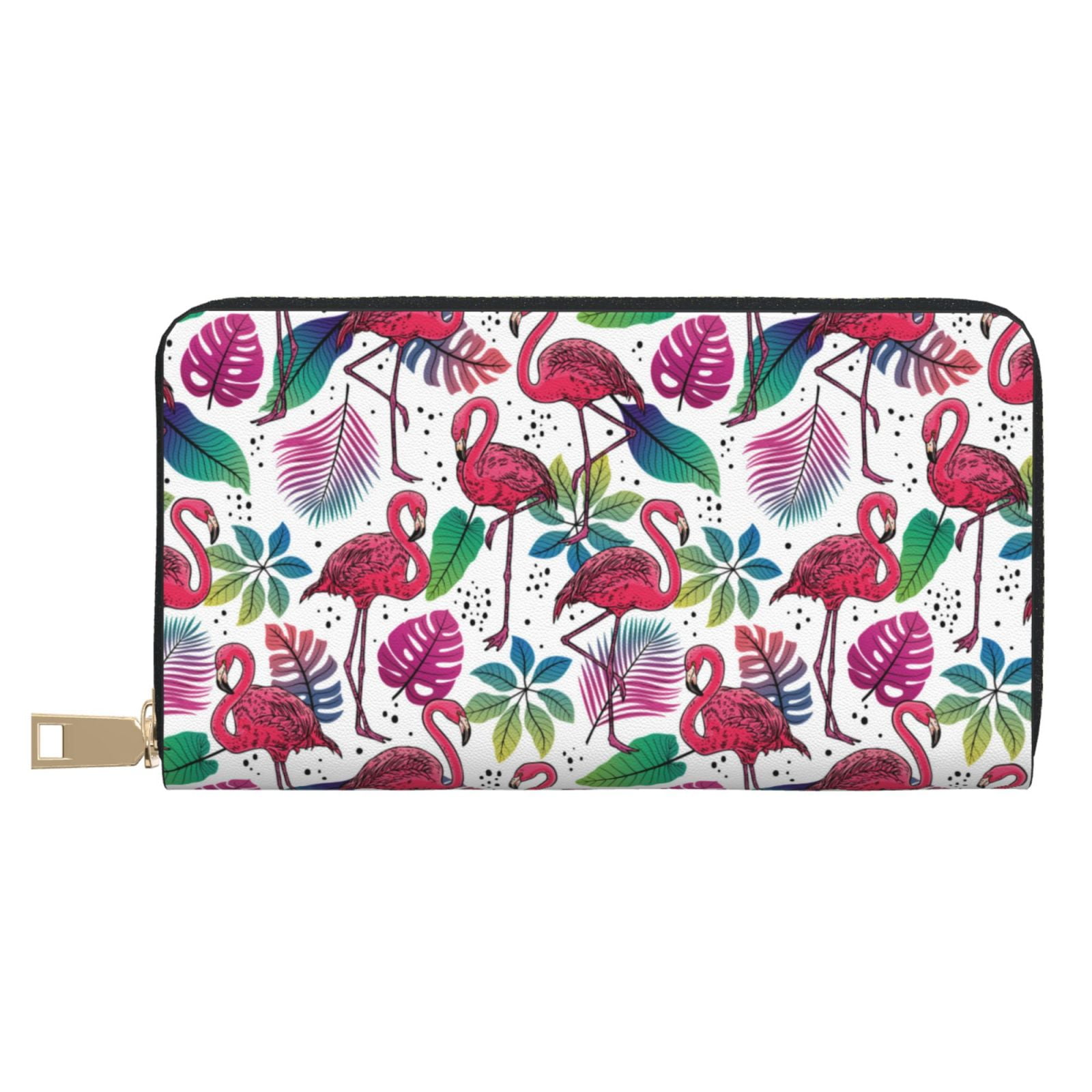 Flamingo Banana Leaf_A Wallet Women, Leather Bifold Multi Card Wallet ...