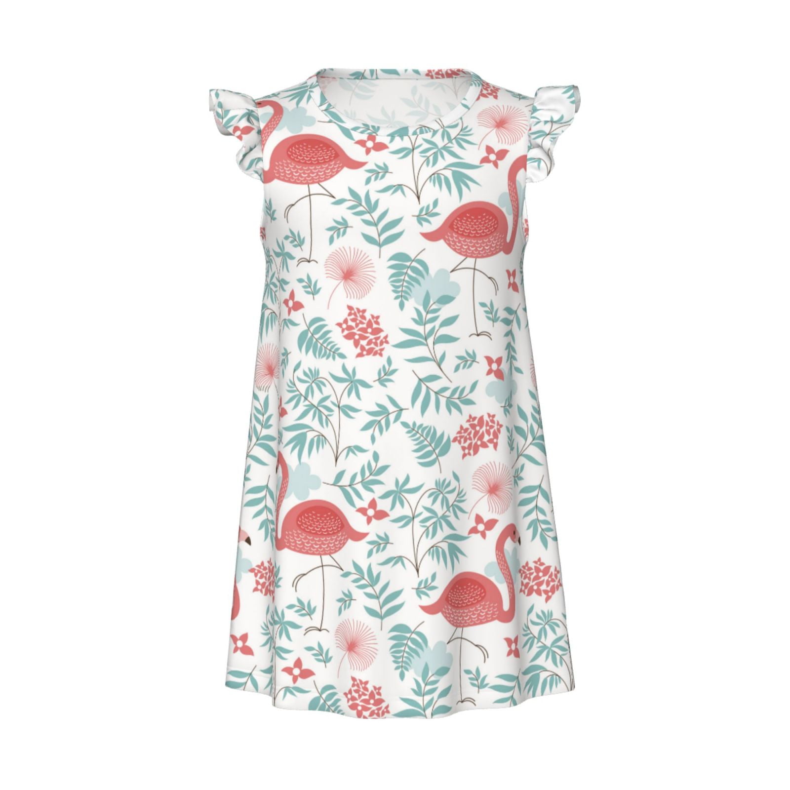 Flamingo Banana Leaf Girls Nightgowns, Pajamas for Girls, Soft Flutter ...