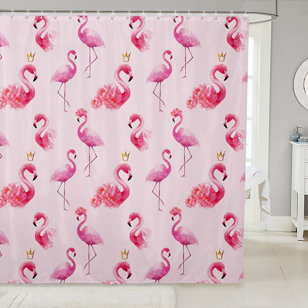 Flamingo Bath Curtain for Girls Women Pink Flamingo Shower Curtain ...