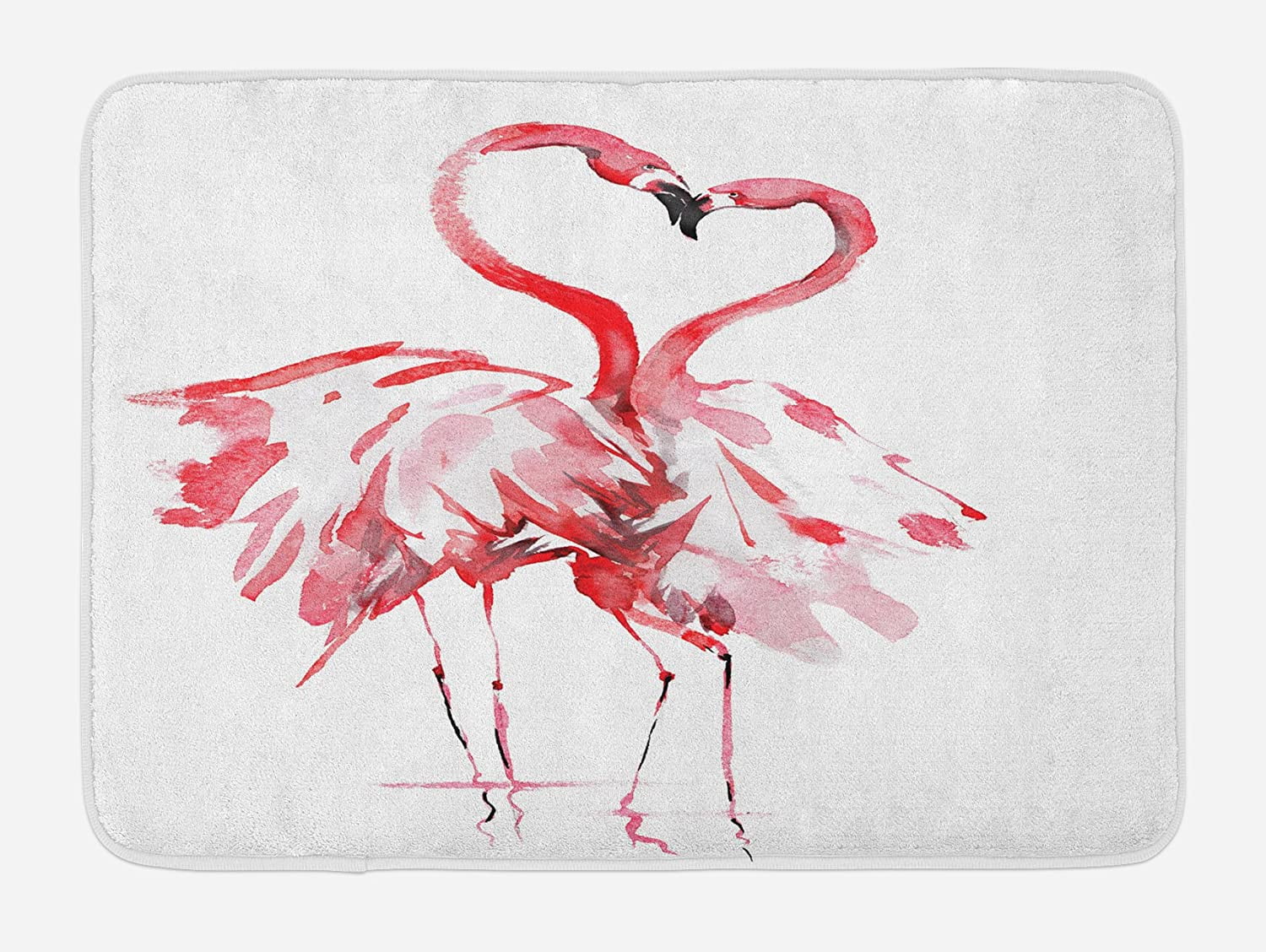 Flamingo Bath Mat, Flamingo Couple Kissing Romance Passion Partners in ...