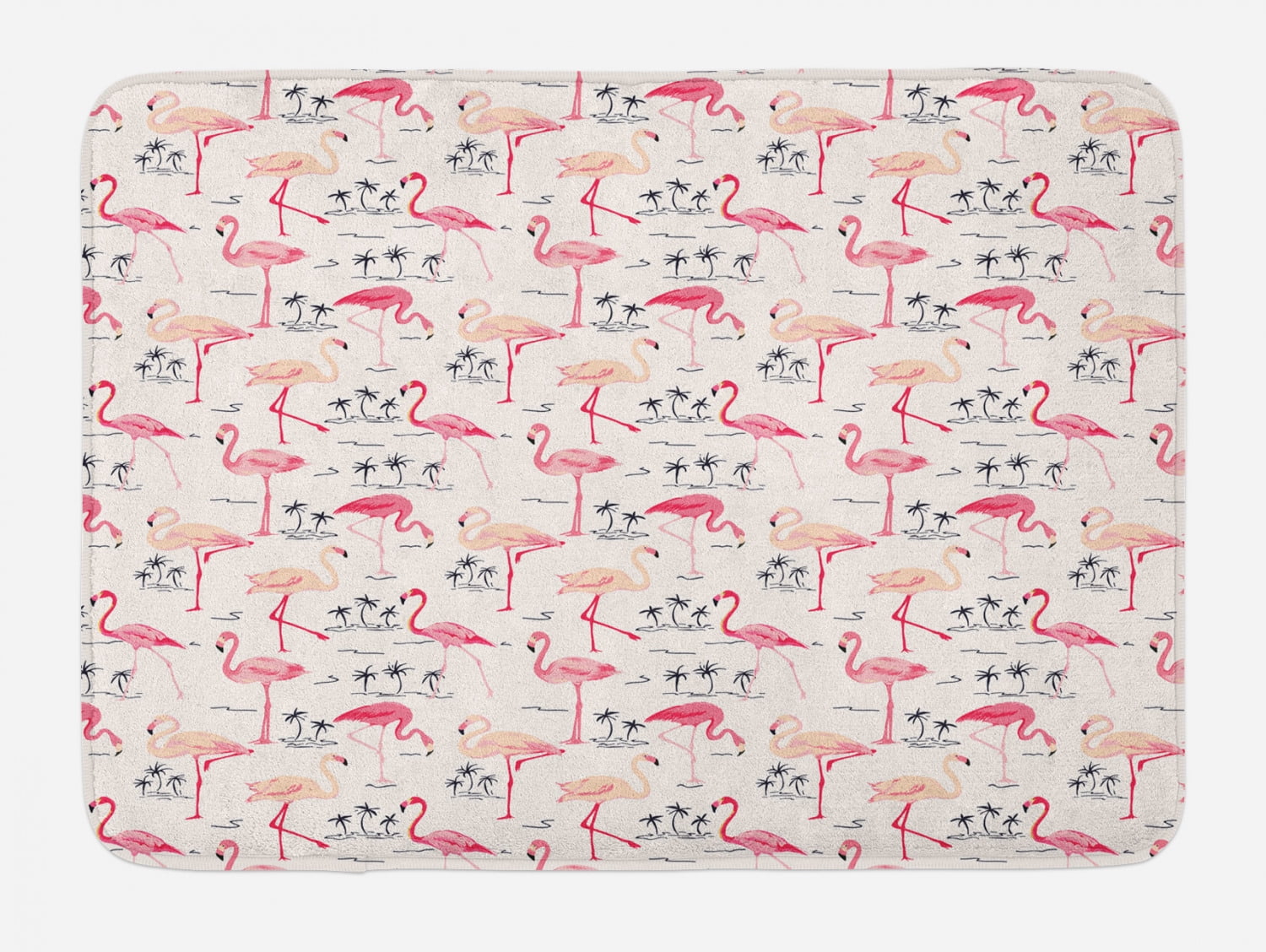 Flamingo Bath Mat, Flamingos in Vintage Style Illustration Love and ...