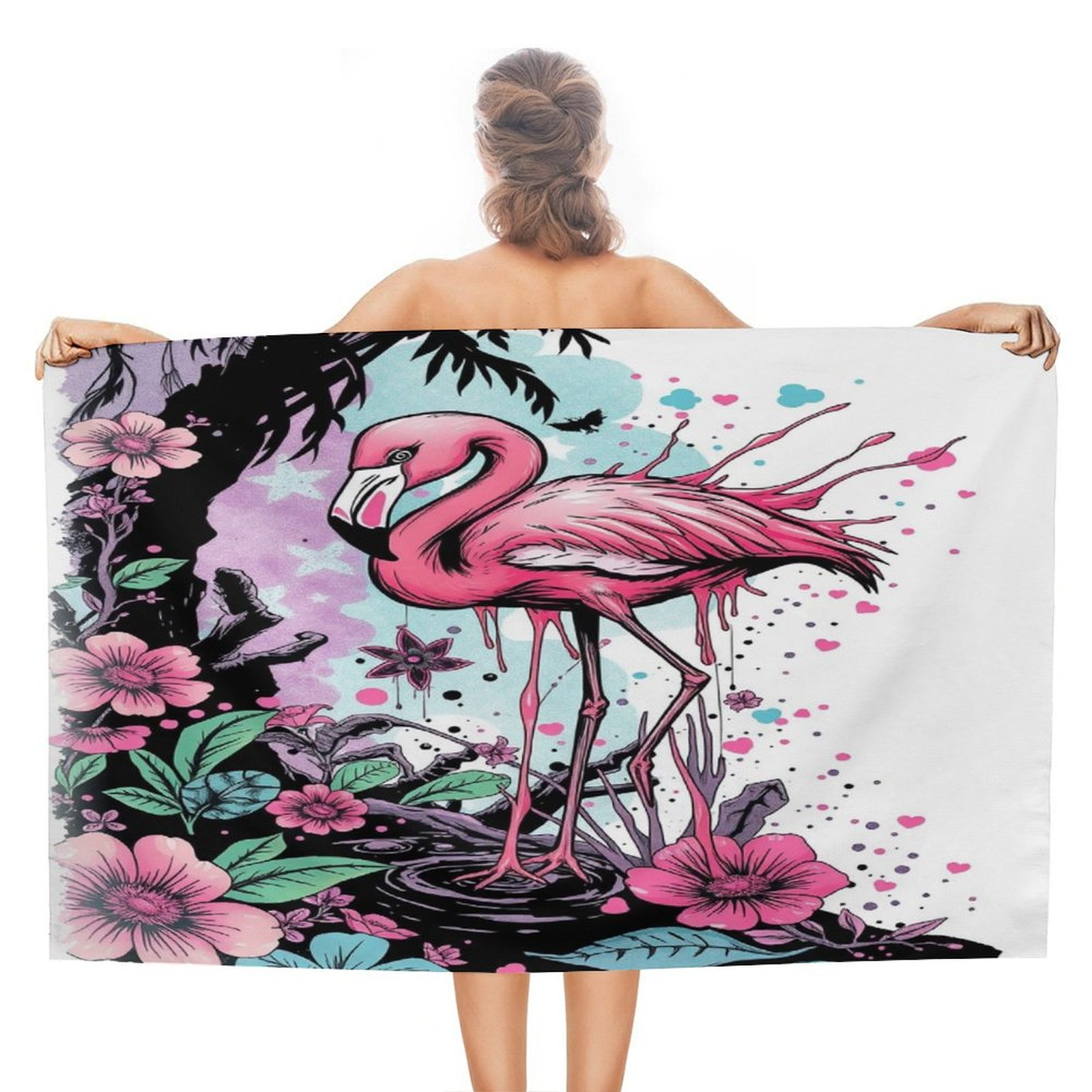 Flamingo Beach Blanket Soft Absorbent Lightweight Long Wide Packable ...