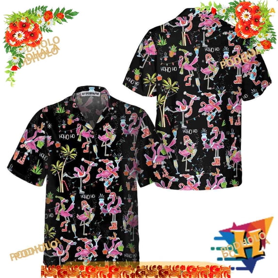 Flamingo Beach Christmas Hawaiian Shirt, Funny Xmas Gifts - Walmart.com