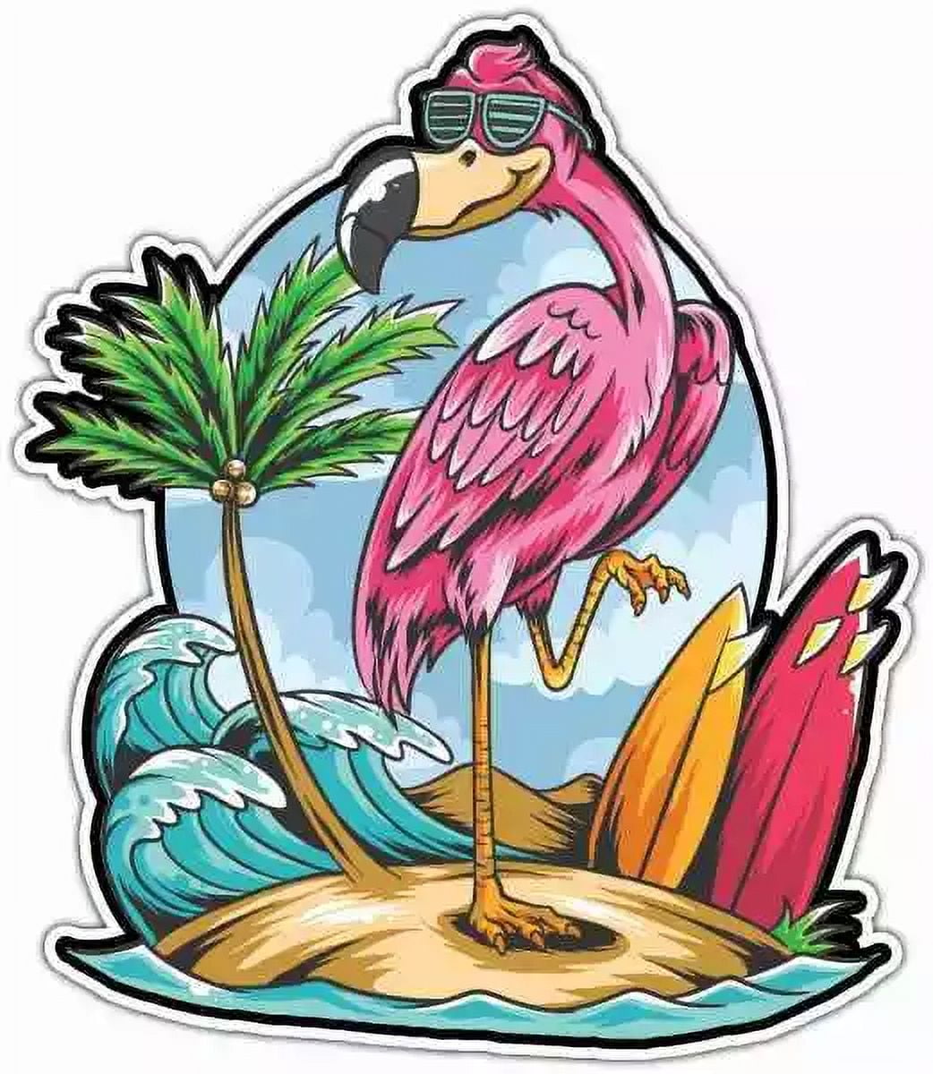 Flamingo Beach Vacation Surf Ocean Resort Car Stickerphone Decal Water ...