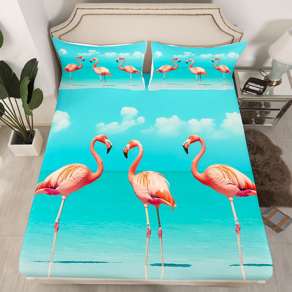 Flamingo Bed Sheets for Teens Adults,Watercolor Tropical Flamingo ...