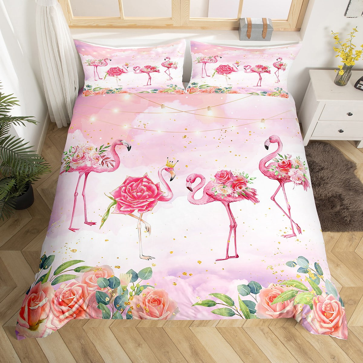 Flamingo Bedding Set Full Size Pink Flamingo Decor Duvet Cover for ...