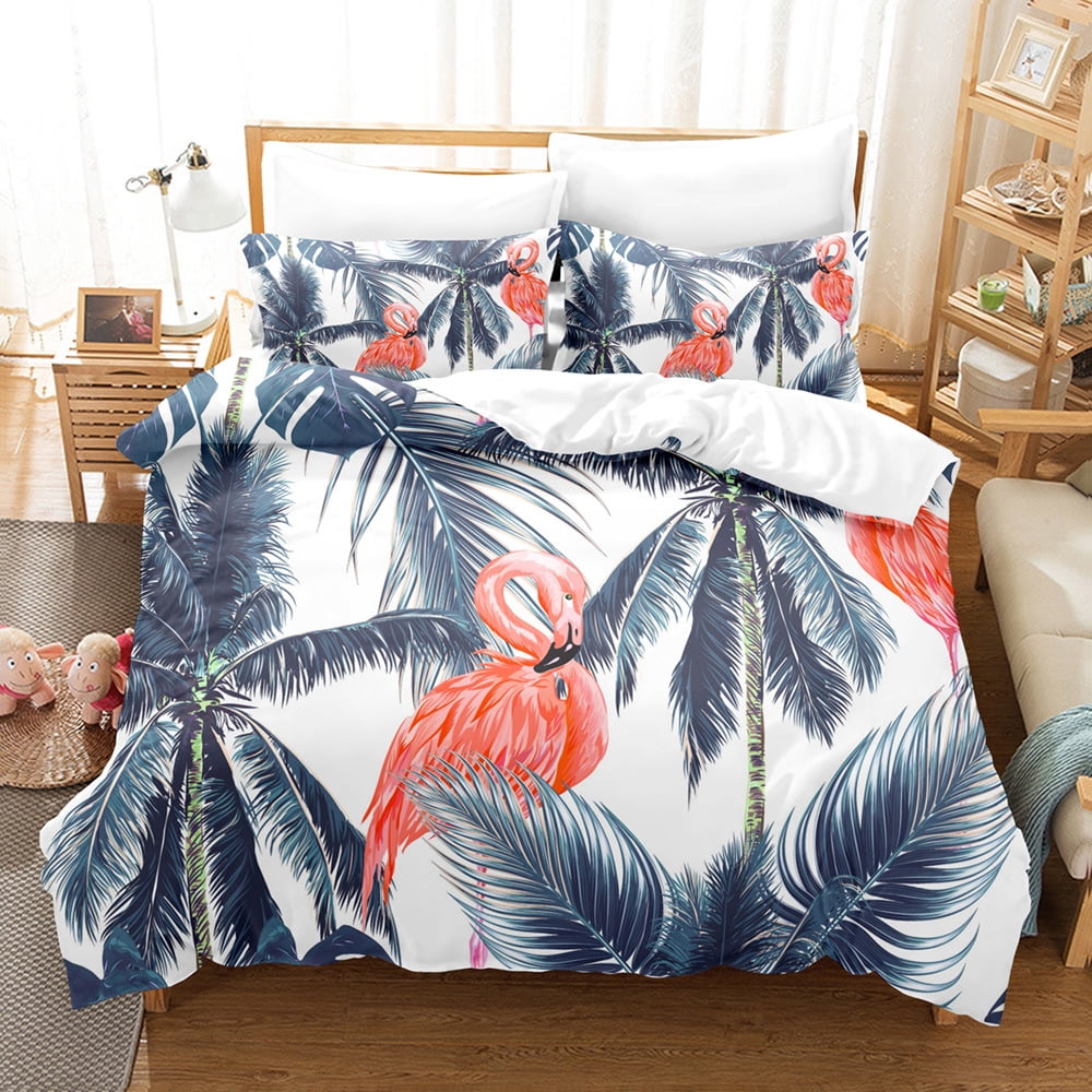 Flamingo Bedding Set Queen,Cherry Blossoms Comforter Set for Girls ...