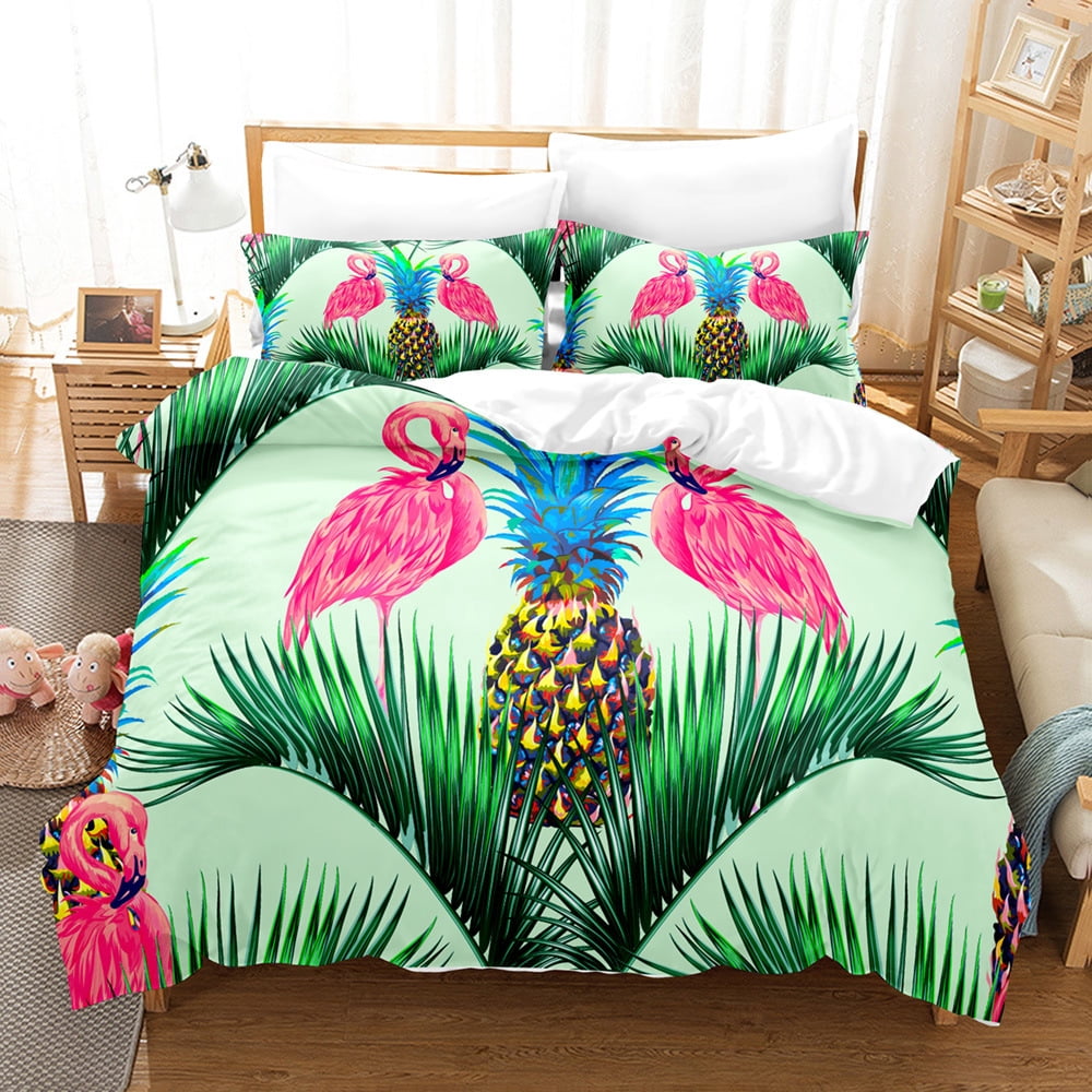 Flamingo Bedding Set Queen,Cherry Blossoms Comforter Set for Girls ...