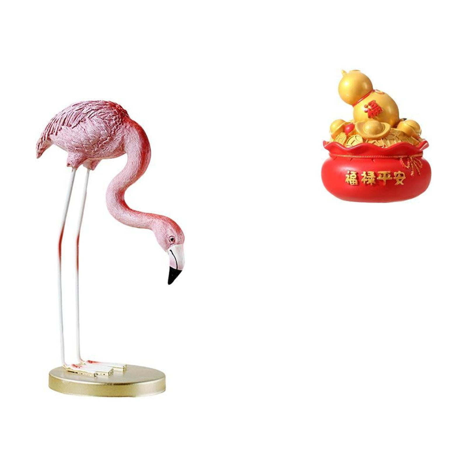 Flamingo Bird Sculpture Resin Statue Treasure Basin Unique Embossed ...