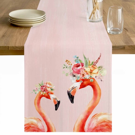Flamingo Birds Table Runner 108 Inches Long Farmhouse Dress Scarves ...