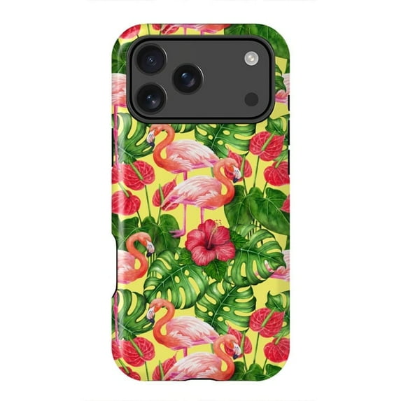 Flamingo Birds and Tropical Garden Watercolor Art Case for iPhone 17 to ...