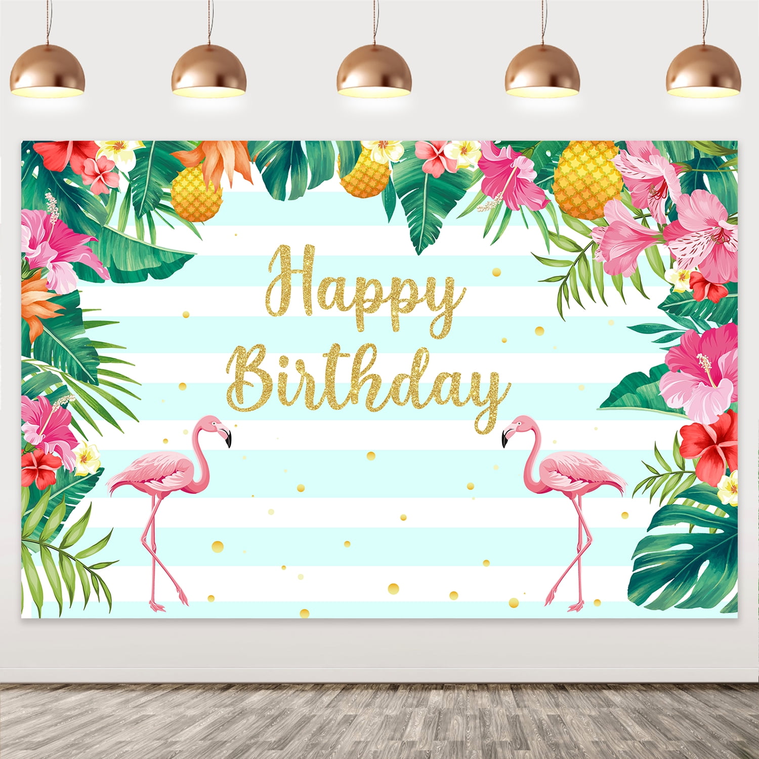 Flamingo Birthday Party Decorations Tropical Flamingo Backdrop, Palm ...