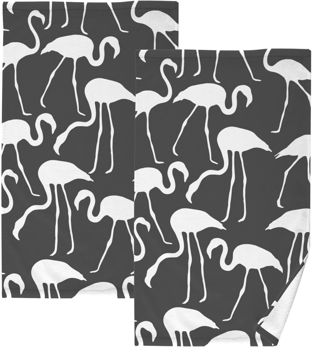 Flamingo Black Cool Towels Set of 2, Super Soft Absorbent Hand Towel ...