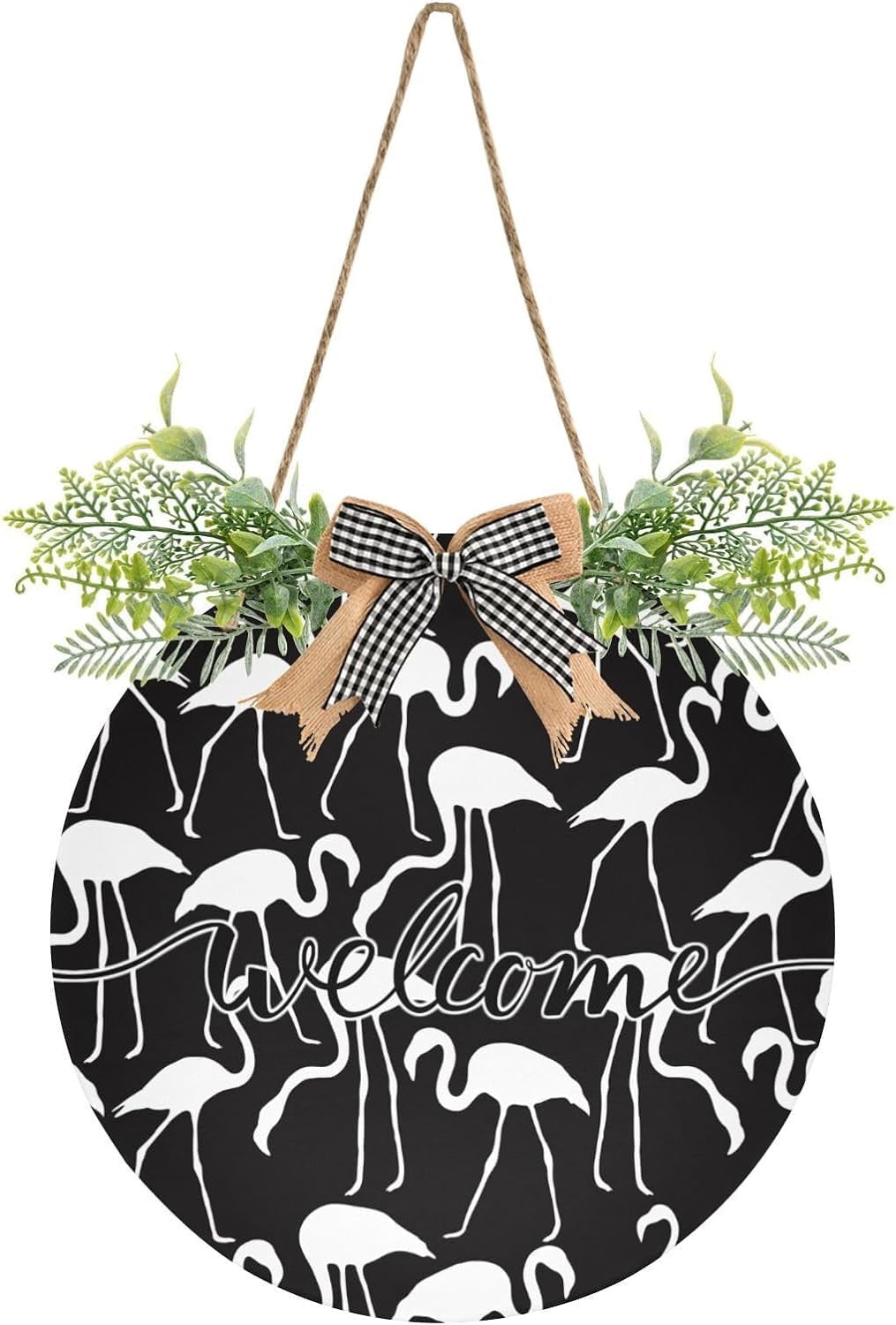 Flamingo Black Cool Welcome Sign Farmhouse Front Porch Door Hanging ...