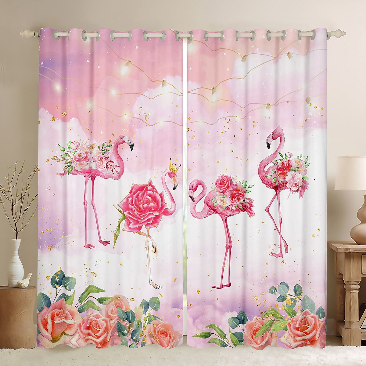 Flamingo Blackout Curtains Pink Flamingo Decor Curtains Women Pink ...