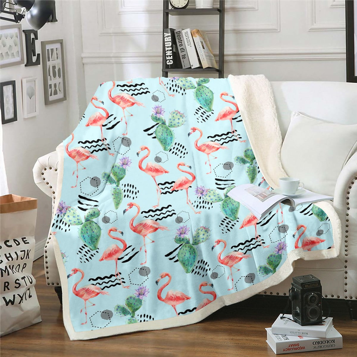 Flamingo Blanket Women Pink Flamingo Throw Blanket Green Rustic Farm ...