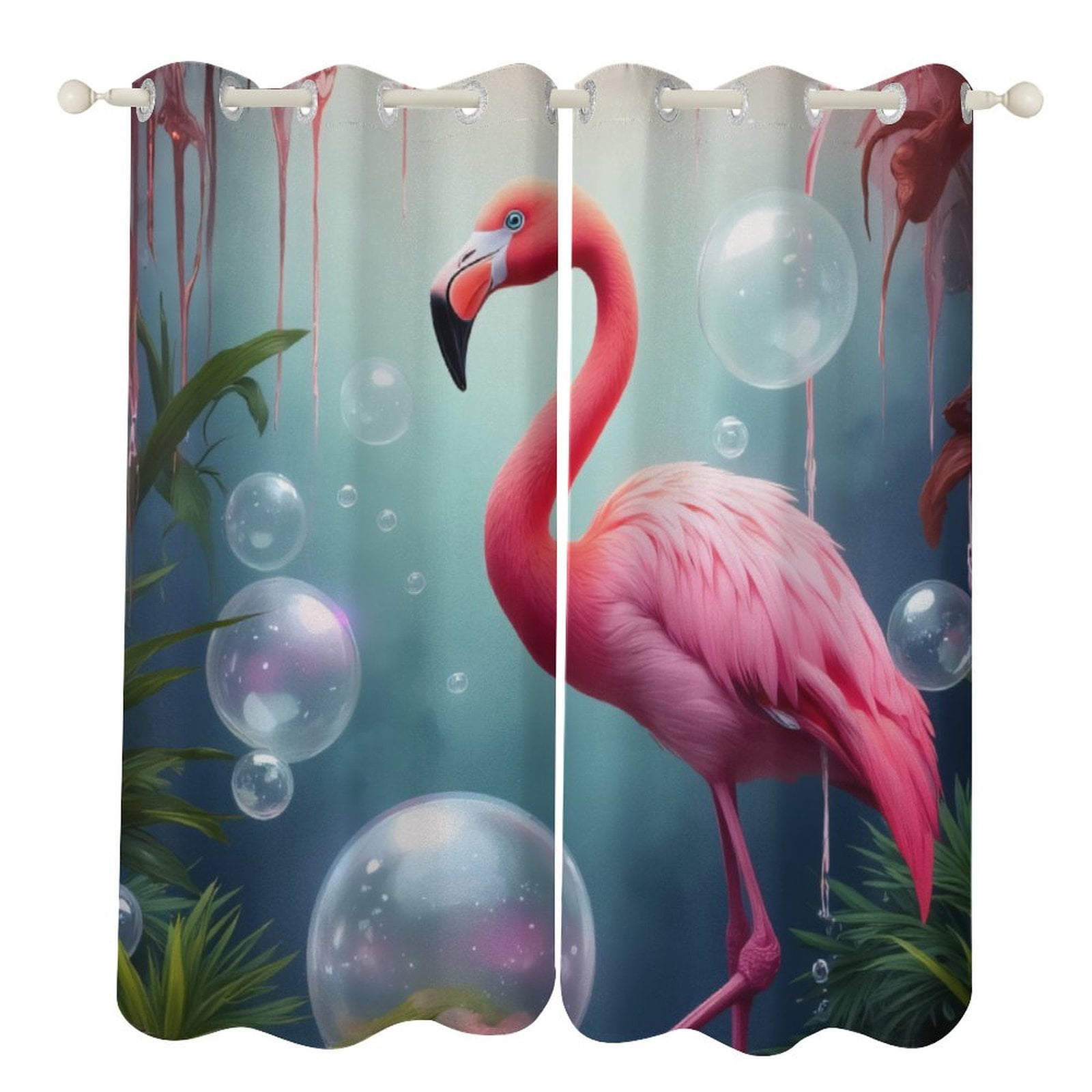 Flamingo Bubble Fantasy Blackout Window Curtains for Bedroom Living ...