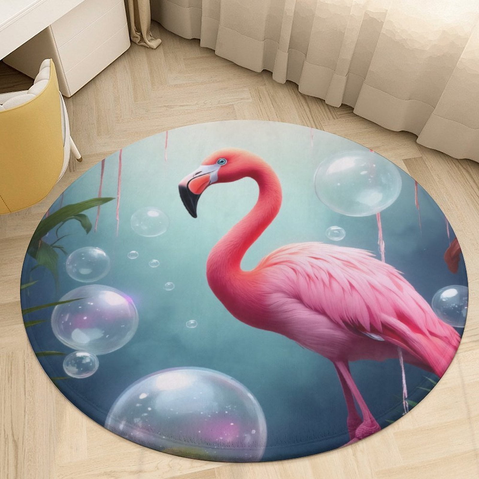 Flamingo Bubble Fantasy Round Area Rugs for Bedroom Living Room, 6FT ...